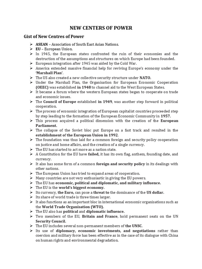 New Centres of Power | PDF