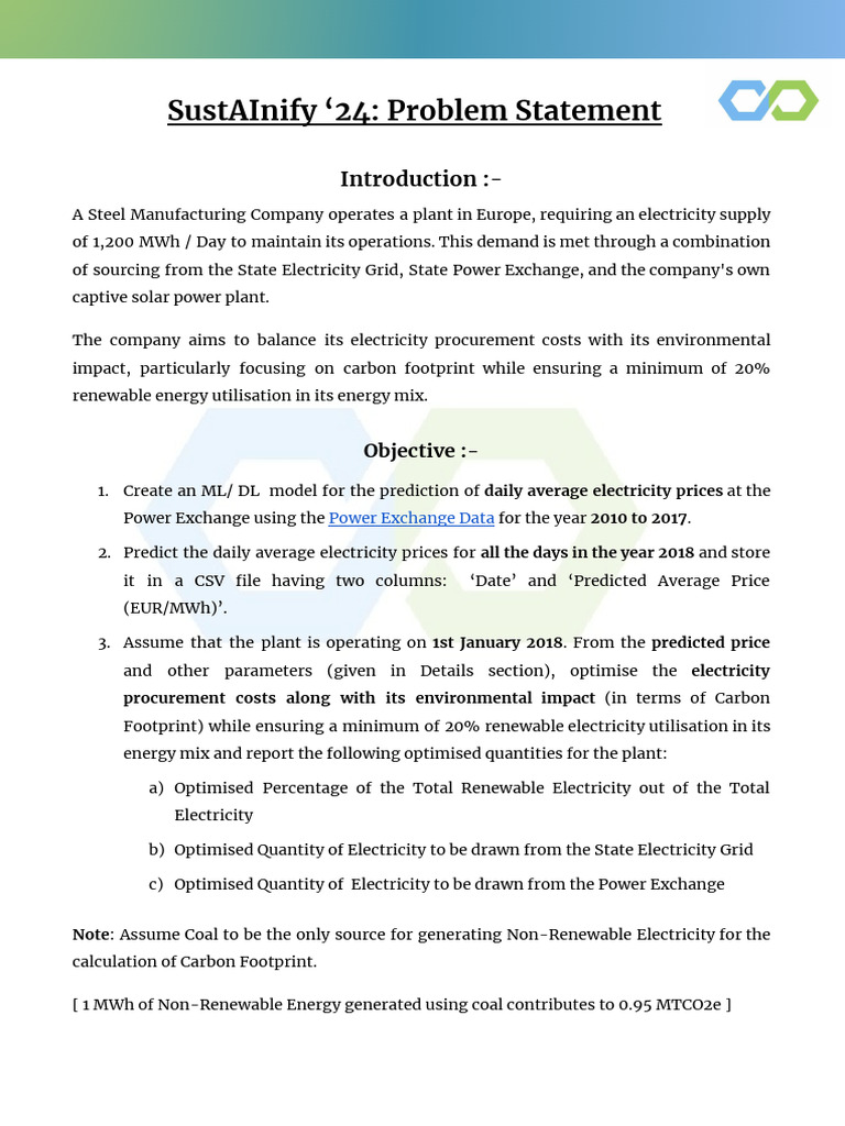 SustAInify '24 - Problem Statement | PDF