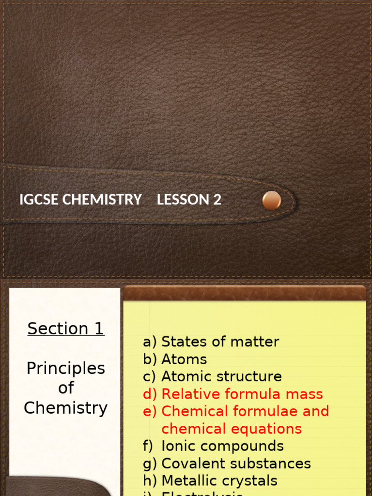IGCSE Chemistry Section 1 Lesson 2 | PDF