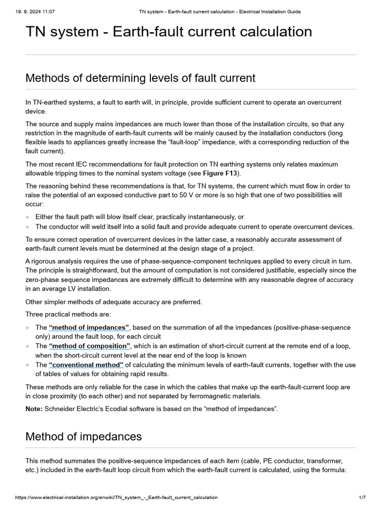 TN System - Earth-Fault Current Calculation - Electrical Installation ...