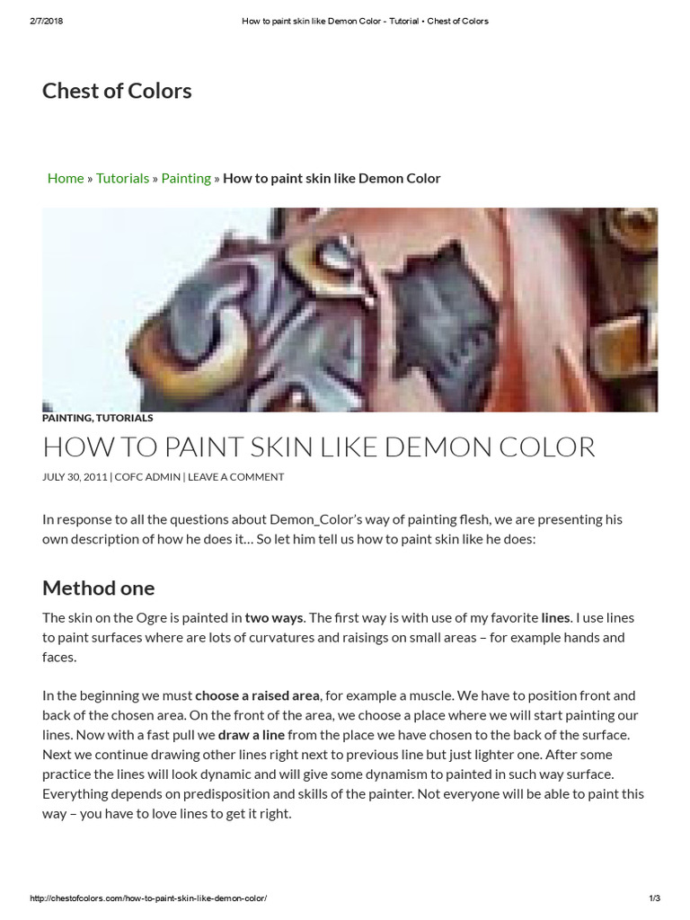 How To Paint Skin Like Demon Color - Tutorial - Chest of Colors | PDF