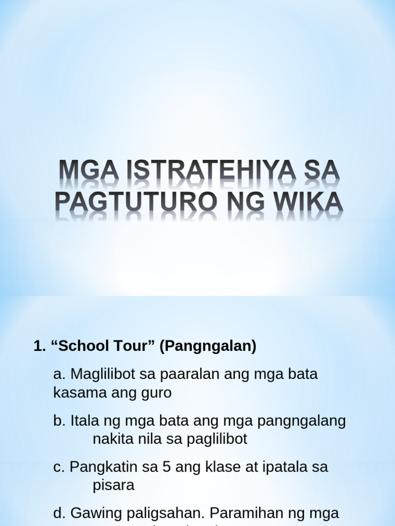 Mga Istratehiya Sa Pagtuturo NG Filipino | PDF