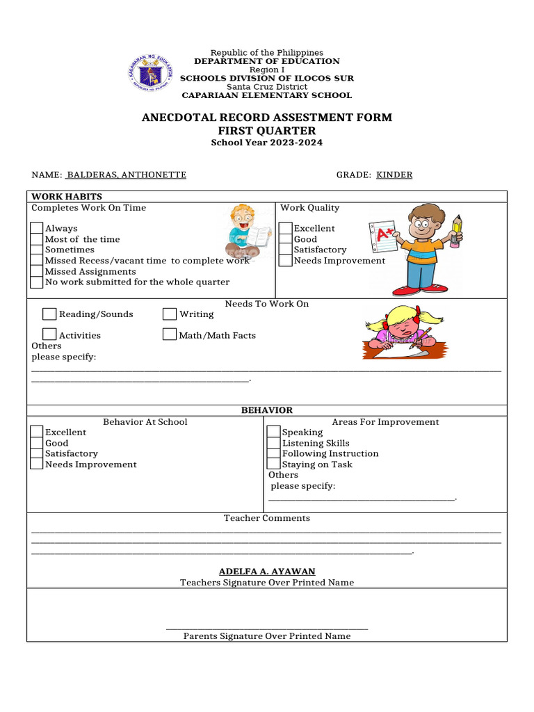 Anecdotalrecord 1 | PDF