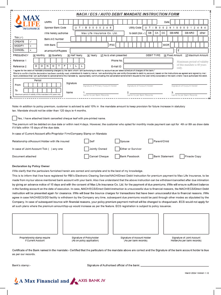 Nach-ECS-Direct-debit-mandate-instruction-form | PDF
