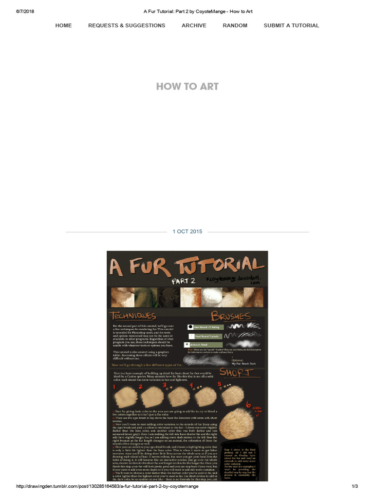 A Fur Tutorial - Part 2 by CoyoteMange - How To Art | PDF