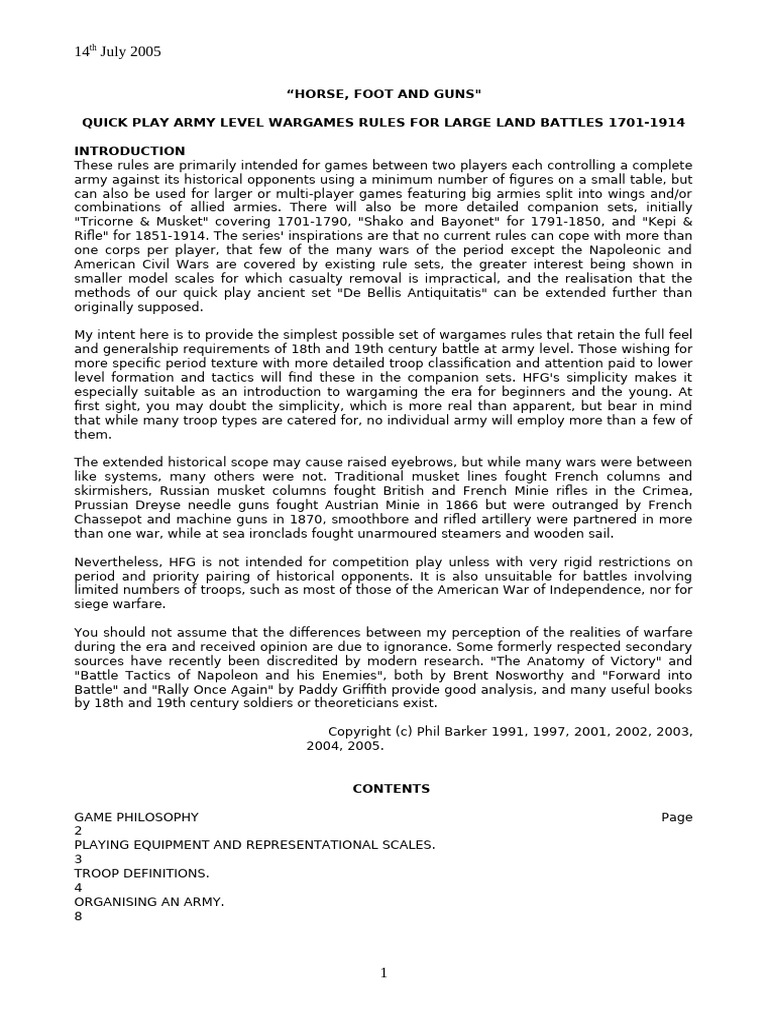 14 July 2005: "Horse, Foot and Guns" Quick Play Army Level Wargames ...