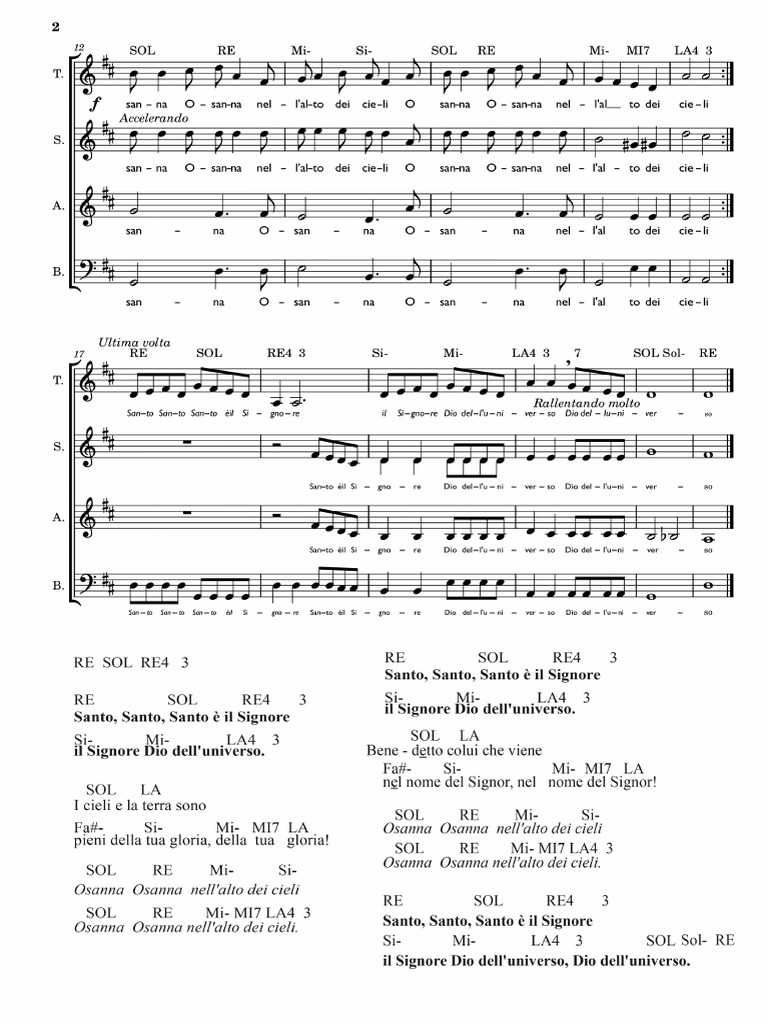 Santo Santo Santo È Il Signore Con Testo Definitivo | PDF