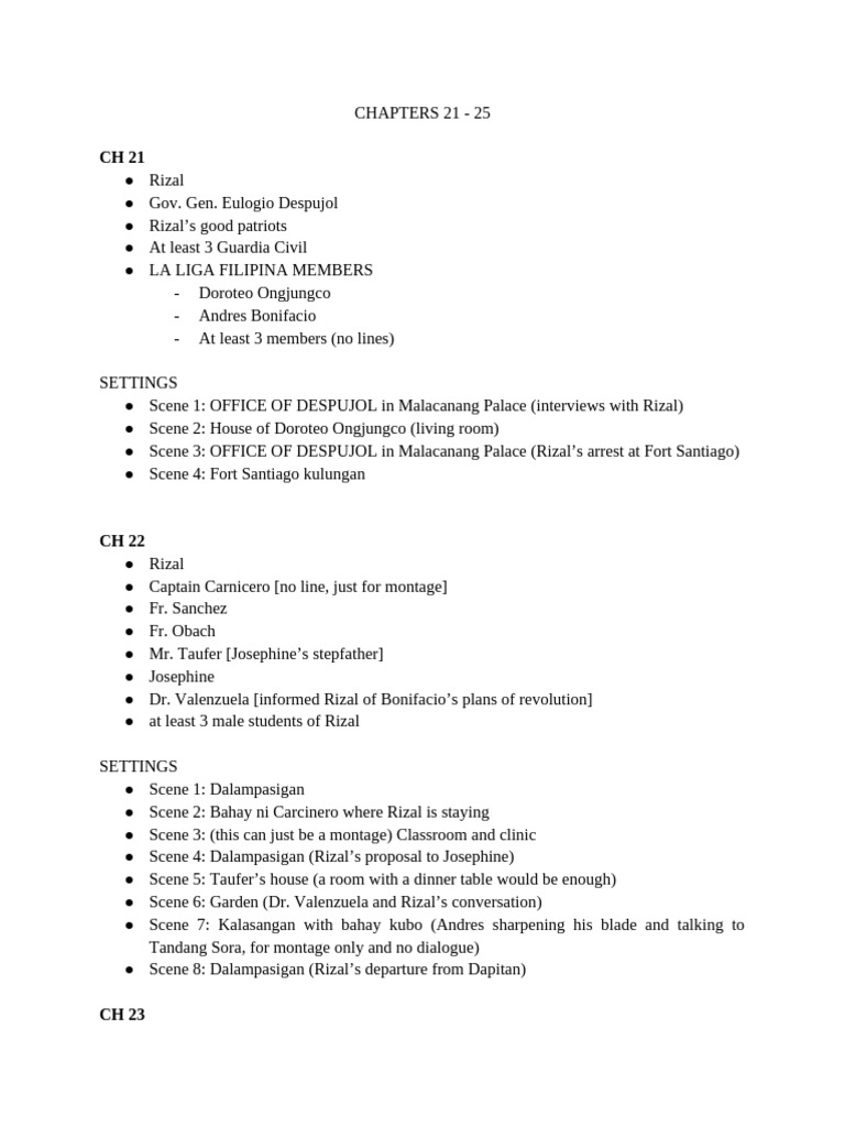 Chapters 21 25 Characters and Settings | PDF