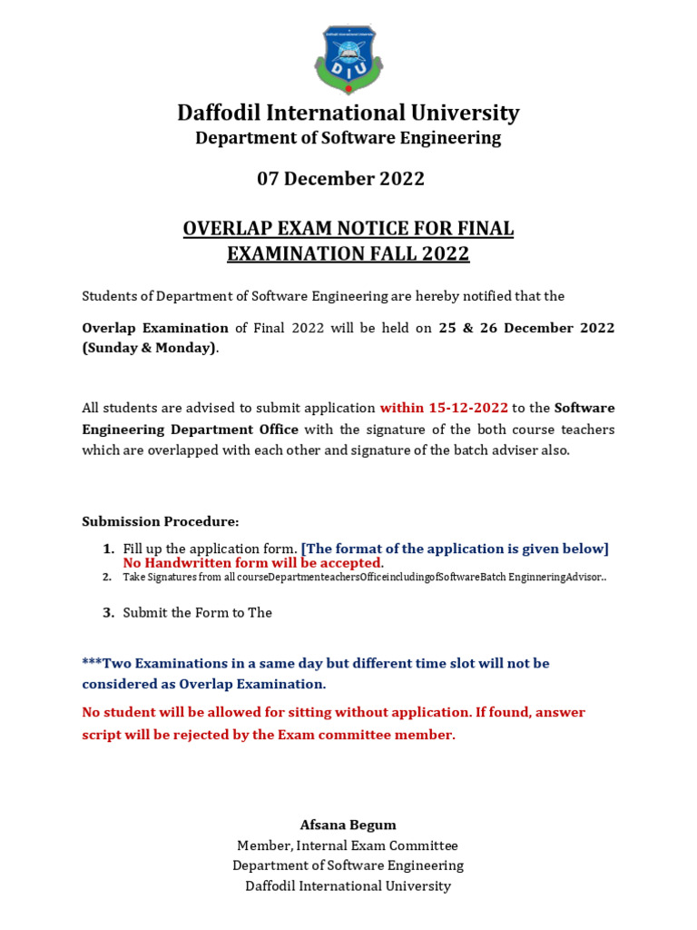 Overlap Final Term Examination Notice For Students Fall 2022 | PDF | Career & Growth | Computers