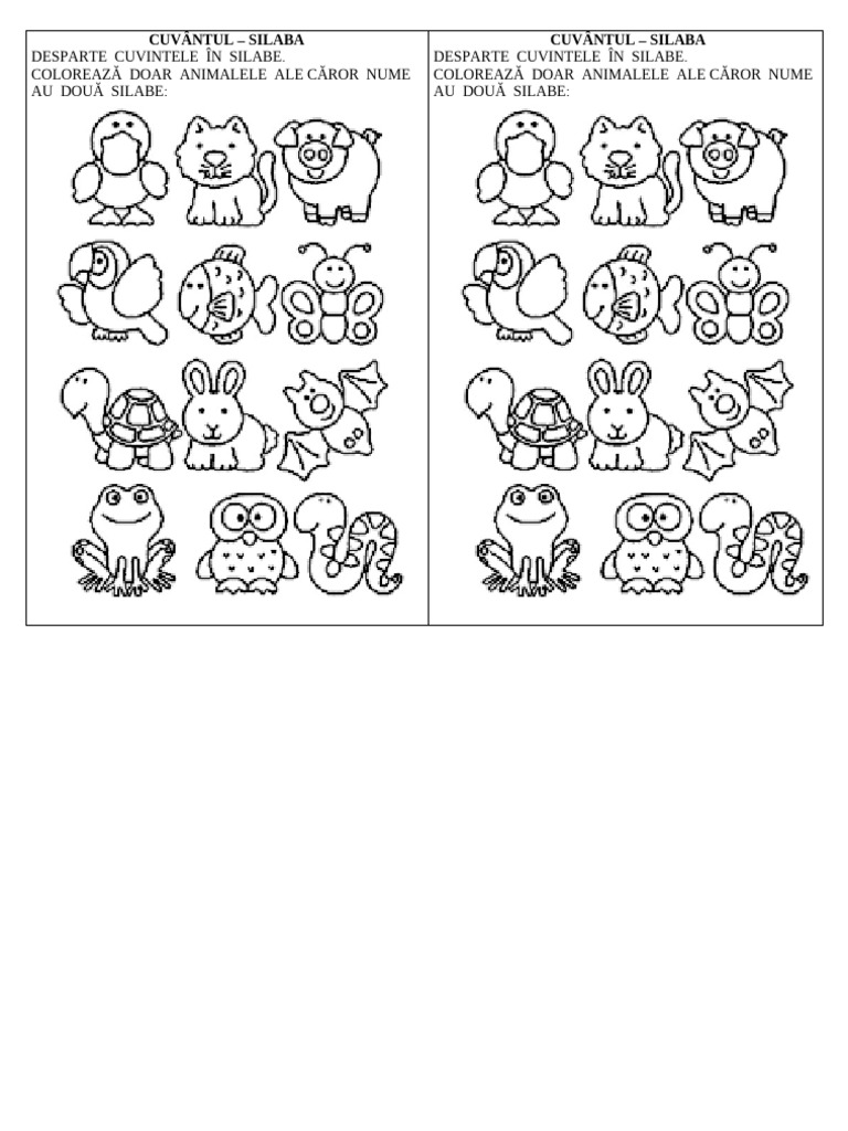 Fisa CLR Cuvinte Formate Din 2 Silabe | PDF