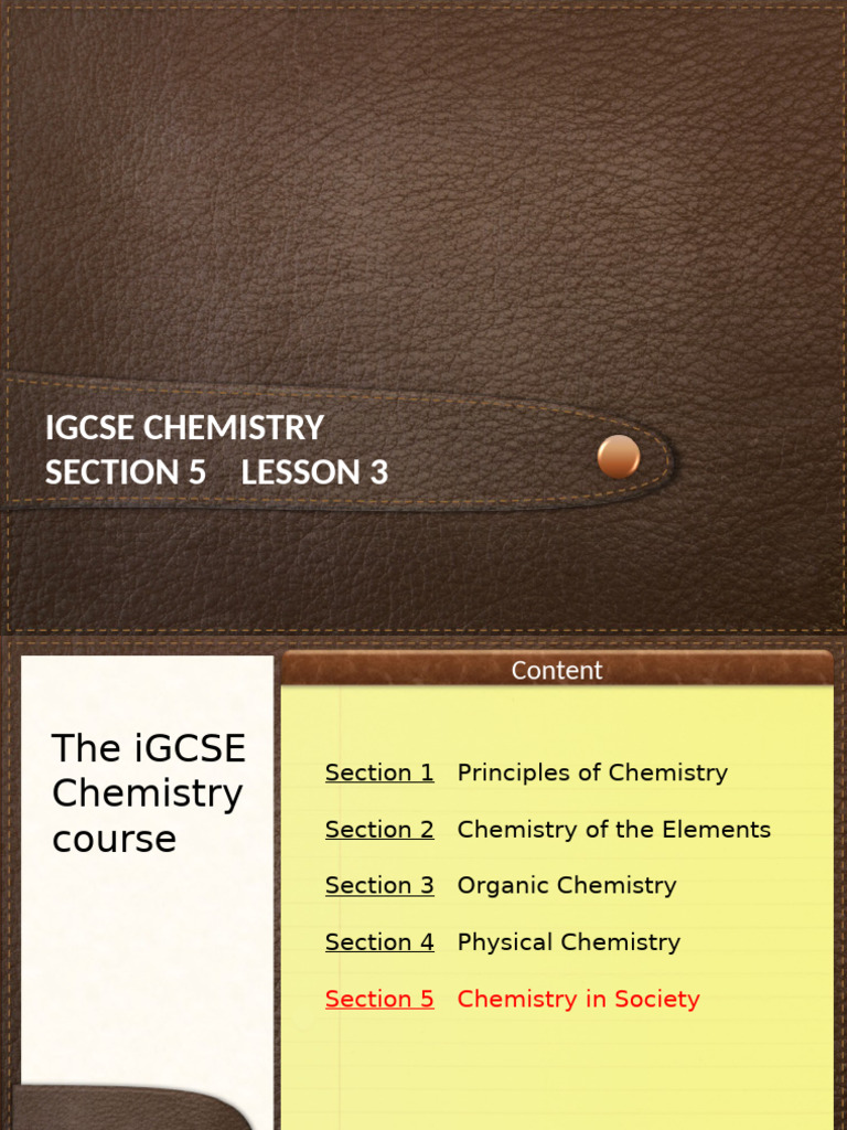 iGCSE Chemistry Section 5 Lesson 3 | PDF