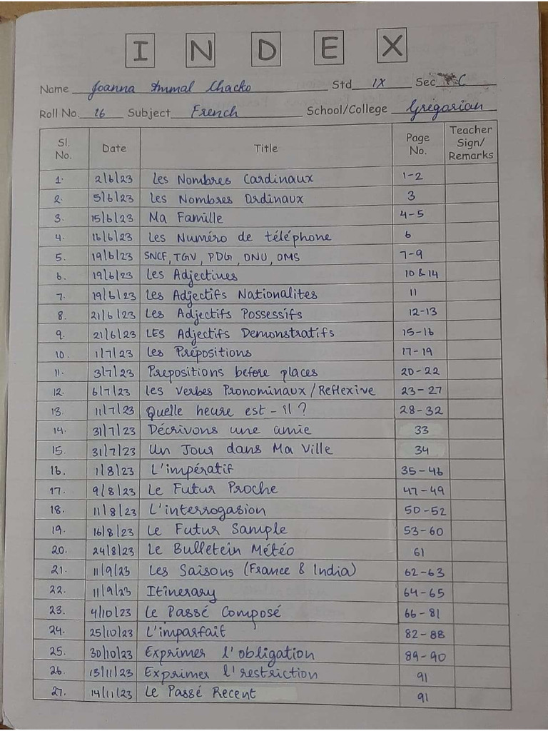 French Notes 2023-24-1 | PDF