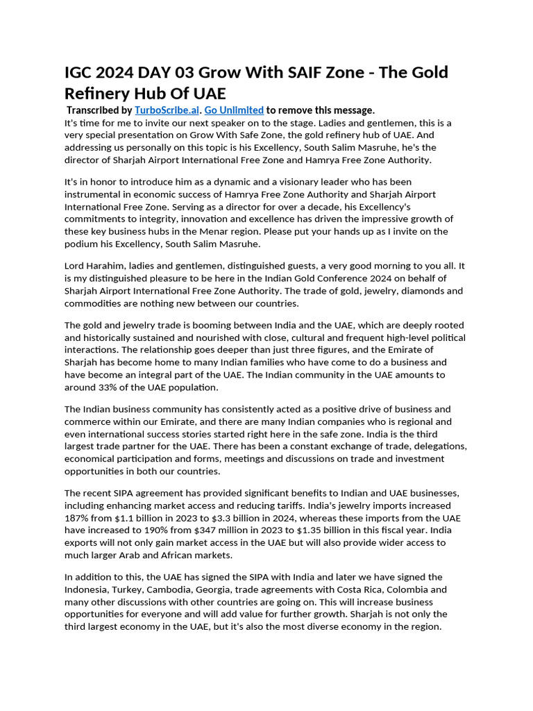 The Gold Refinery Hub of UAE | PDF