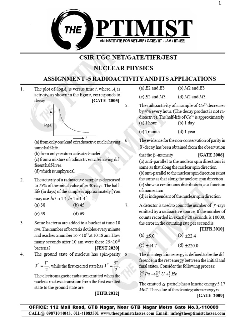 025ae65392dad-Assignment - 5 Radioactivity and Its Applications | PDF