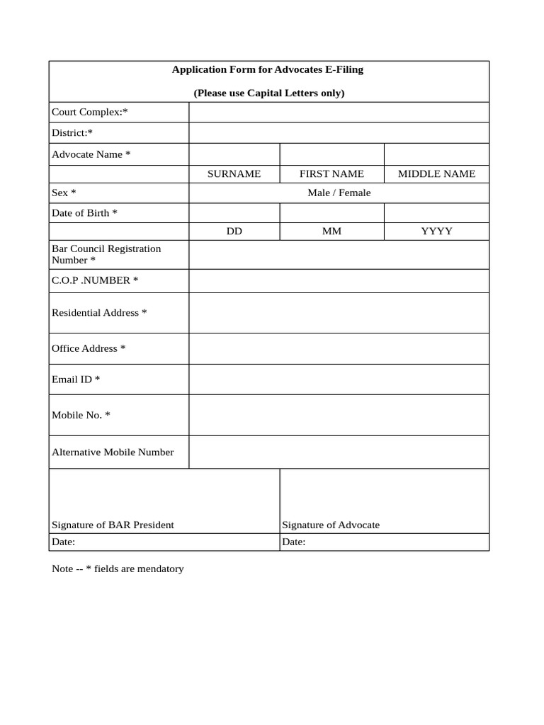 Advocate Form for BAR | PDF