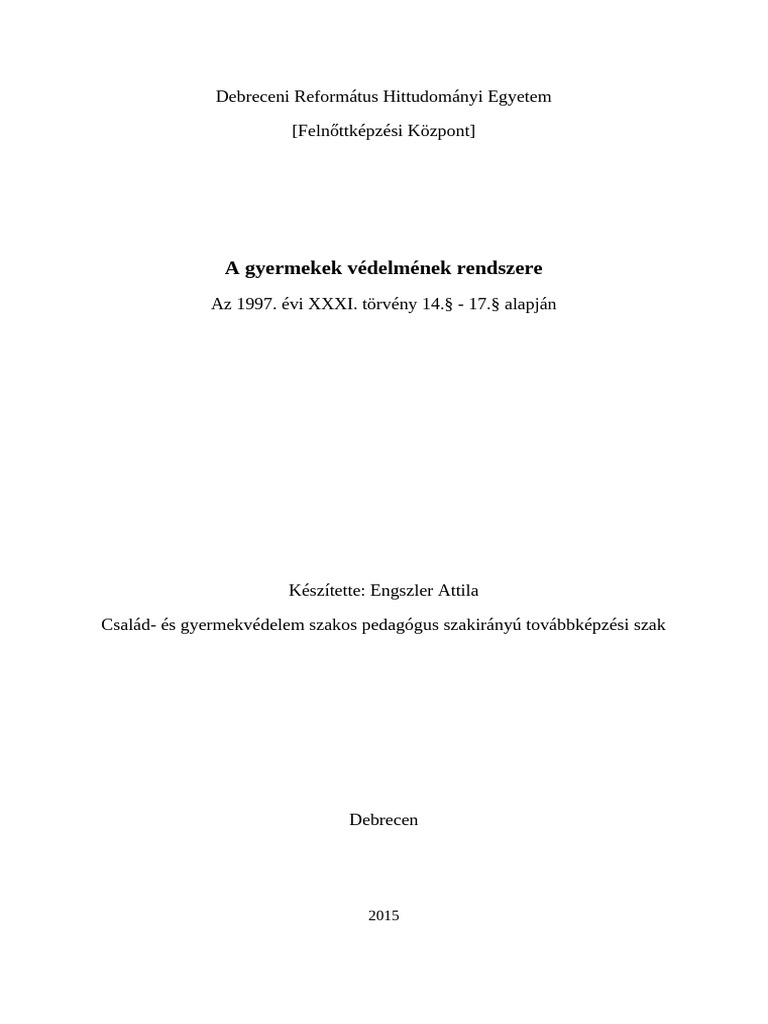 A Gyermekek Védelmének Rendszere | PDF