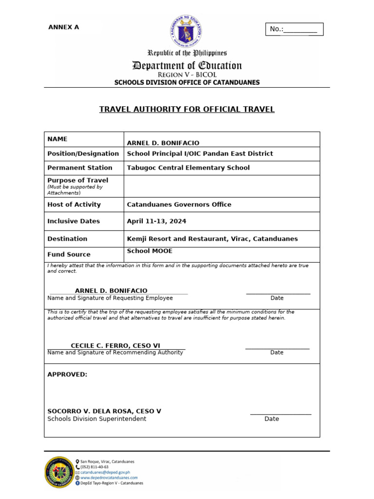 Travel Order-New Form | PDF