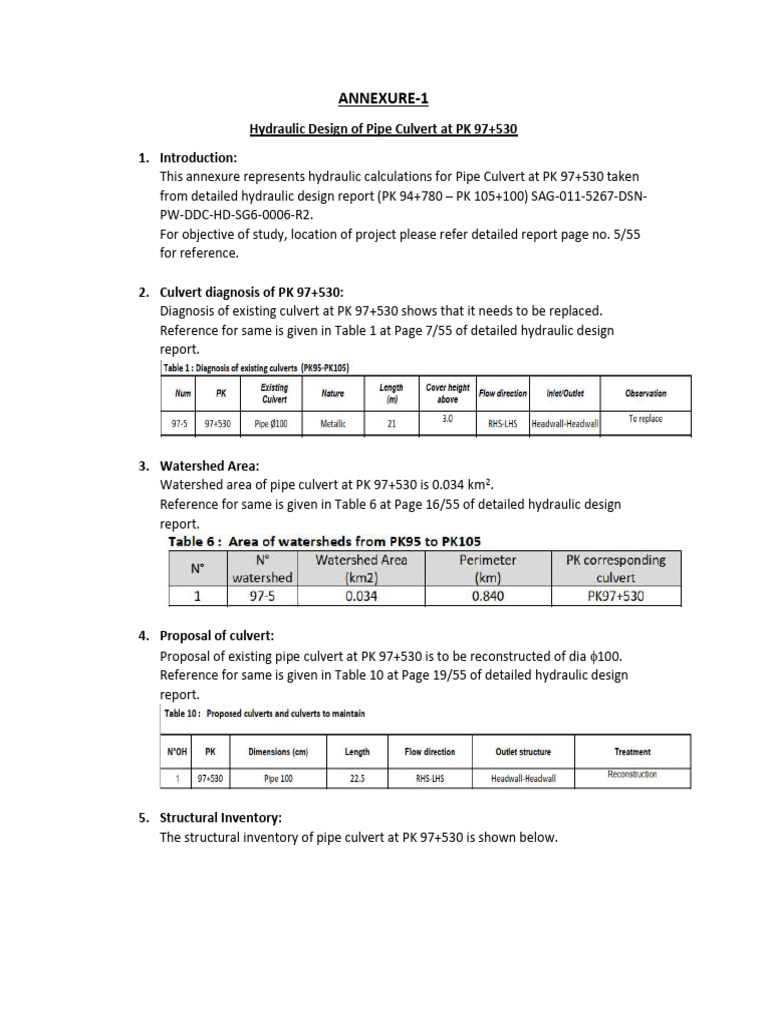 Annex-1 Hydraulic Calculations-PK97+530 | PDF | Home & Garden | Science & Mathematics