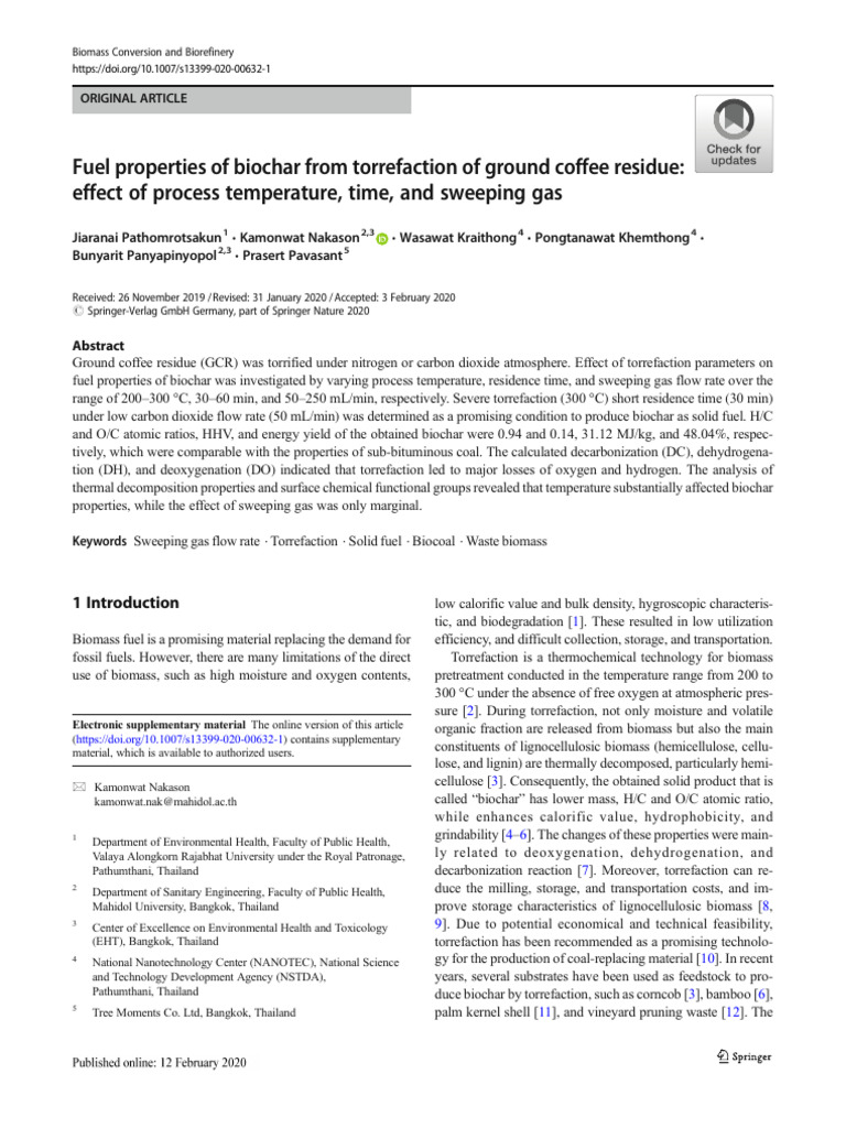 Torrefaction of Coffee Residues | PDF