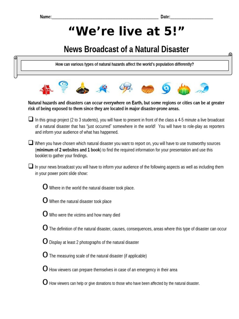1geo Common Project Natural Disasters Unit Planner | PDF