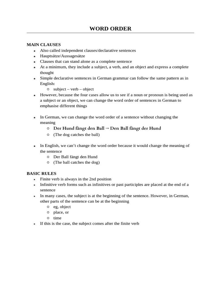German Word Order | PDF