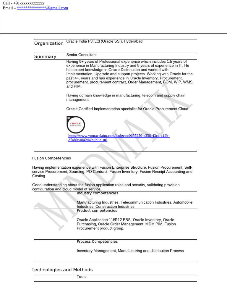 Oracle-Fusion-Scm Sample Resumes-2 | PDF Oracle-Fusion-Scm Sample Resumes-2 | PDF