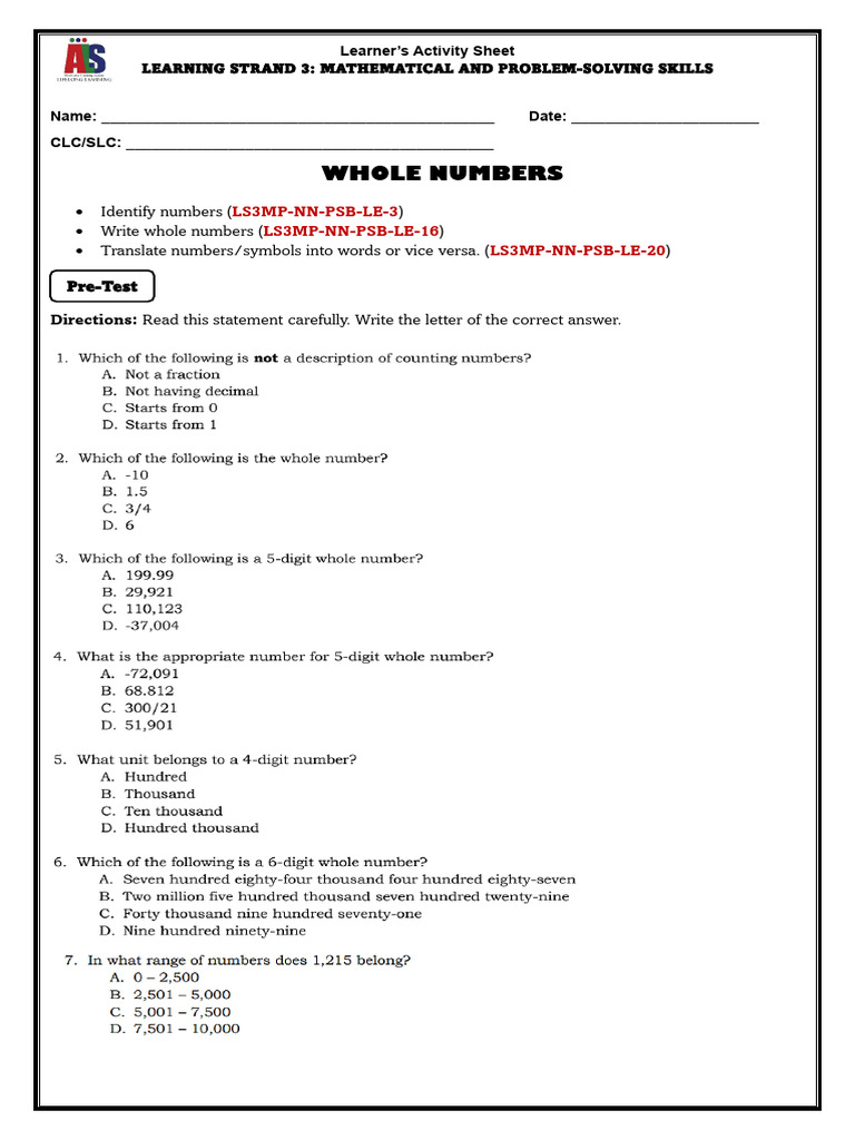 Whole Number | PDF