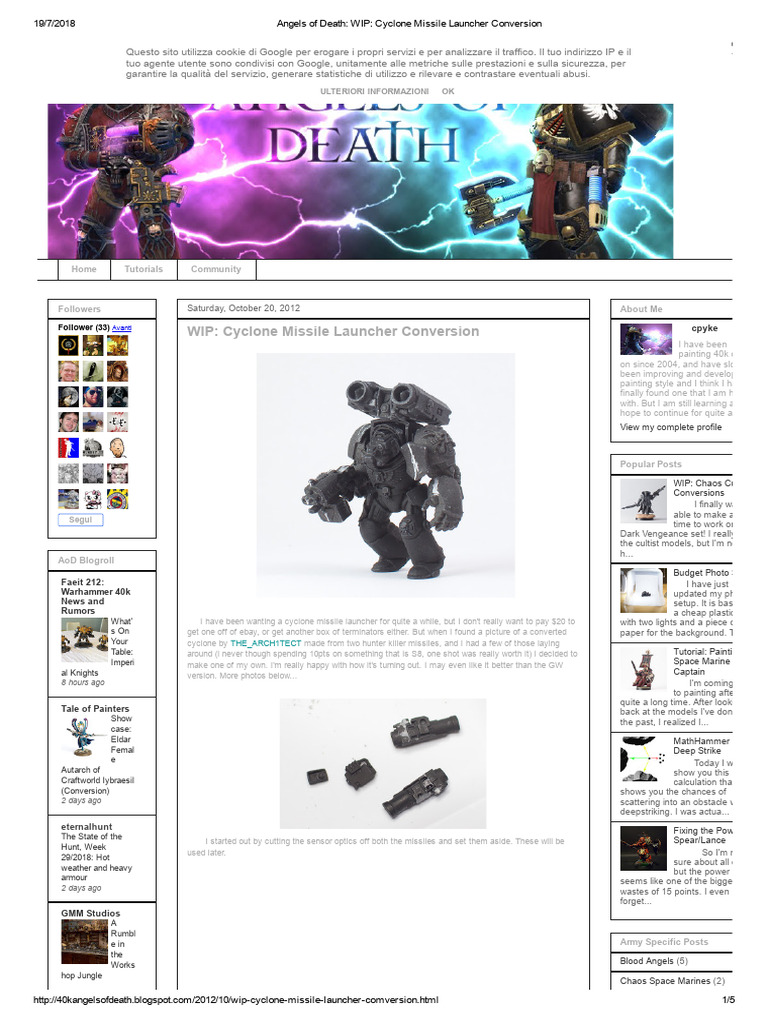 Angels of Death - WIP - Cyclone Missile Launcher Conversion | PDF