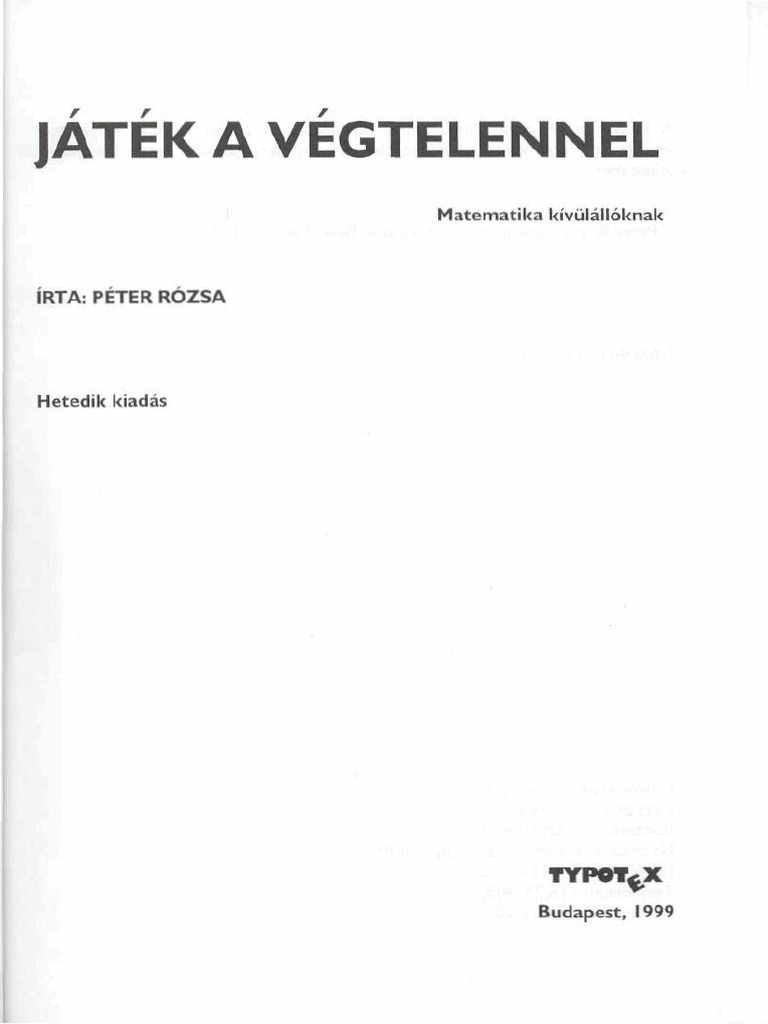 Péter Rózsa Játék A Végtelennel Matek | PDF
