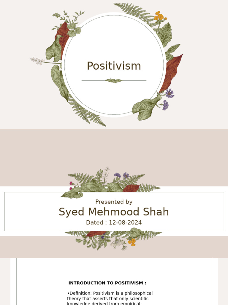 Presentation On Positivism | PDF