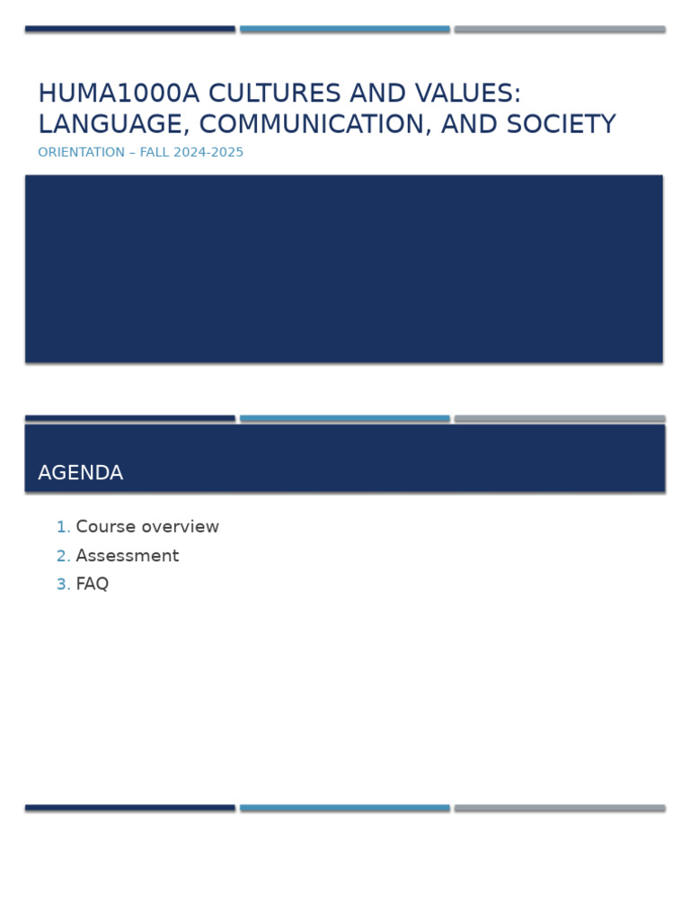 HUMA1000A Cultures and Values - Orientation Fall 2024 | PDF