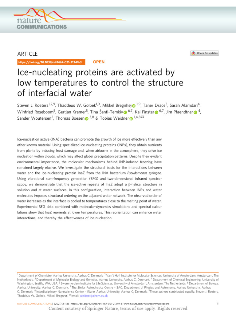 Ice-Nucleating Proteins Are Activated by Low Tempe | PDF