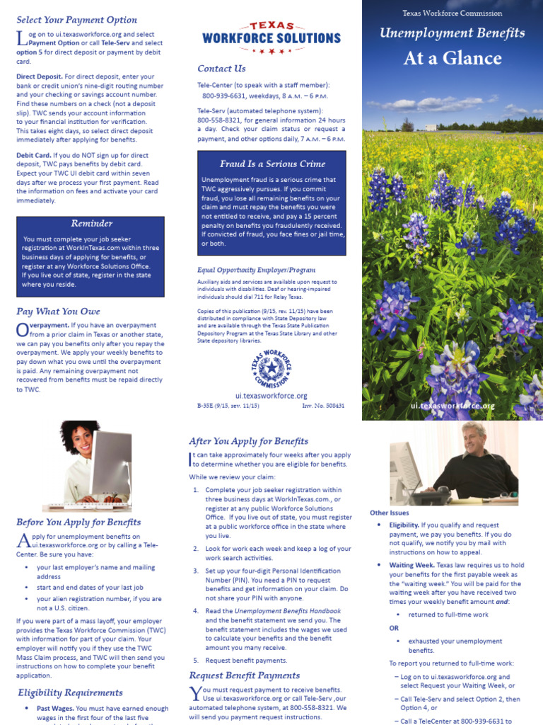 Texas Notice of Unemployment At a Glance | PDF