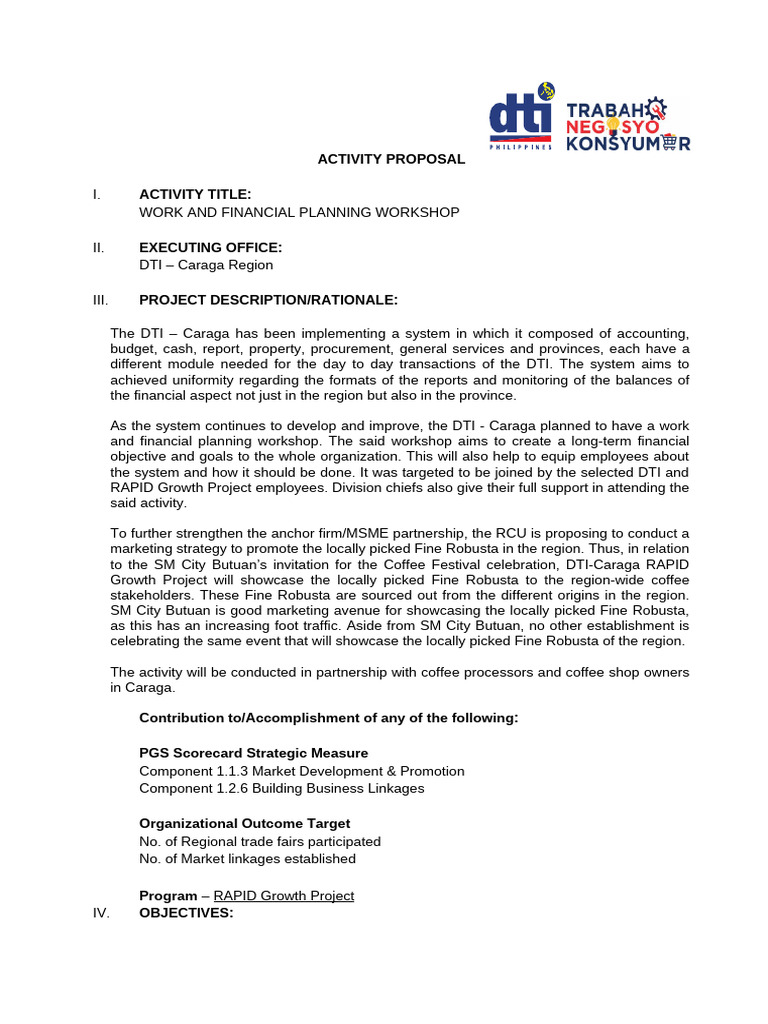 Activity Proposal Coffee Festival | PDF