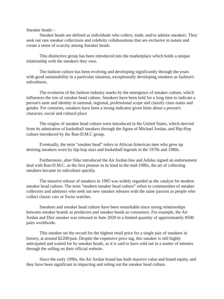 Sneakerhead Intro | PDF