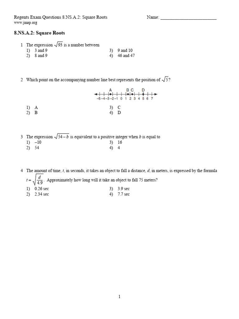 8.NS.A.2. Square Roots | PDF