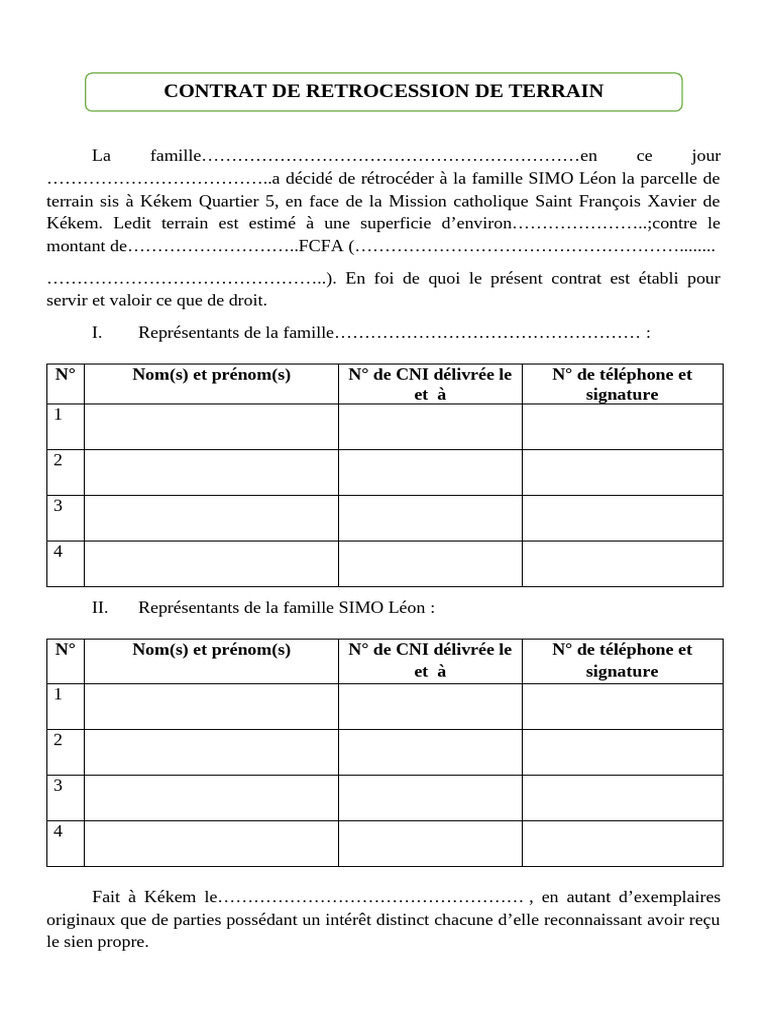 Contrat de Retrocession | PDF