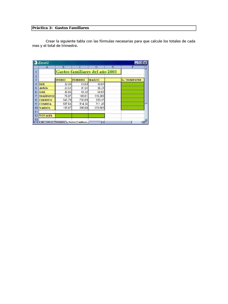 Ejercicios excel 3 | PDF
