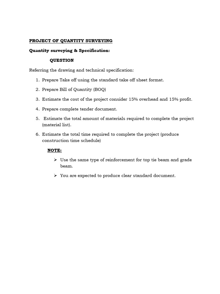 Quantity Surveying Term Project | PDF