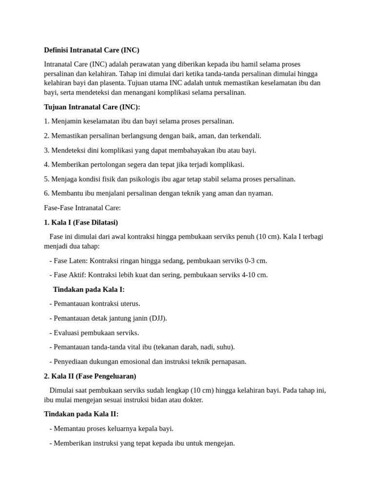 Definisi Intranatal Care | PDF