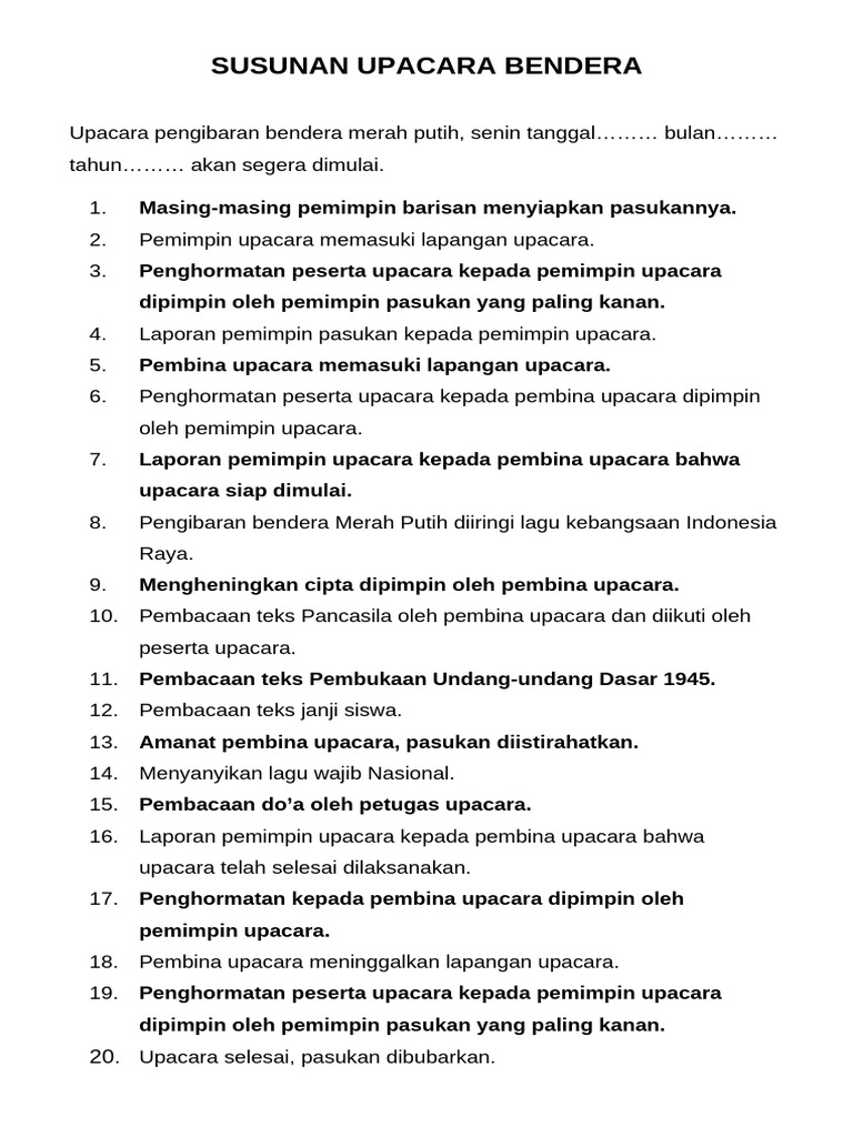 Susunan Upacara Bendera | PDF