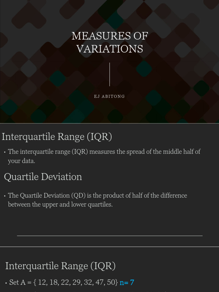 Understanding IQR and Variance Measures | PDF | Quartile | Descriptive ...