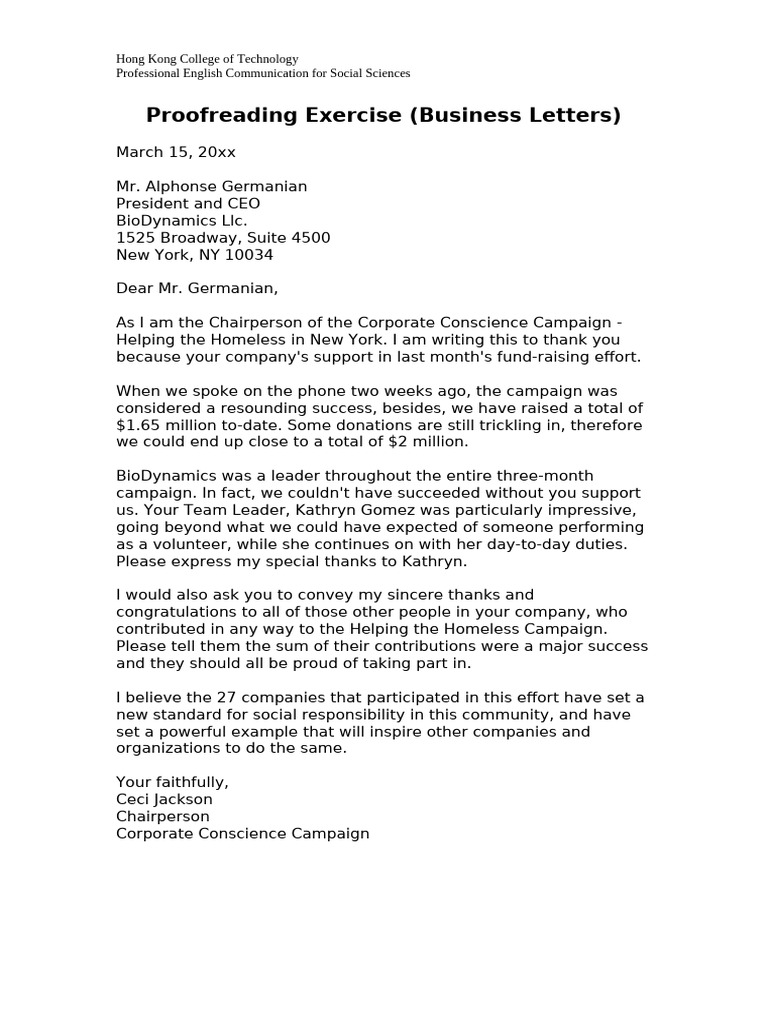 Proofreading Business Letters - 1 | PDF