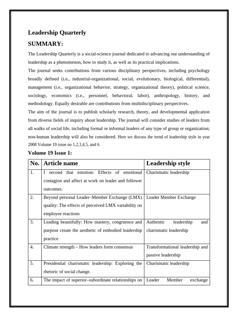 Leadership Quarterly | PDF
