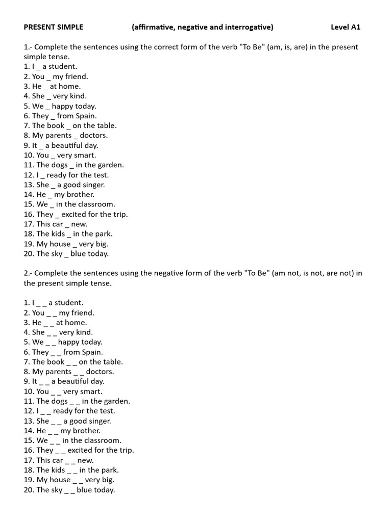 Ficha de Repaso de Presente Simple | PDF