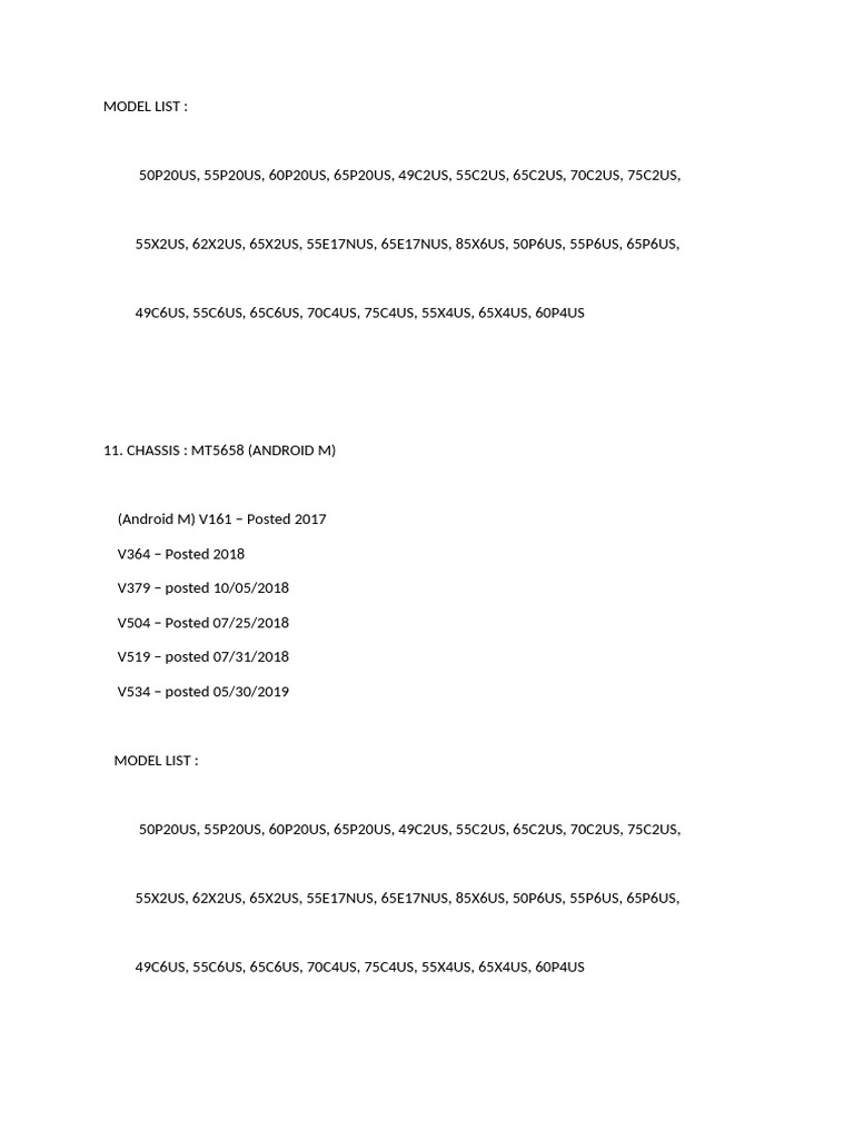 MODEL LIST | PDF MODEL LIST | PDF