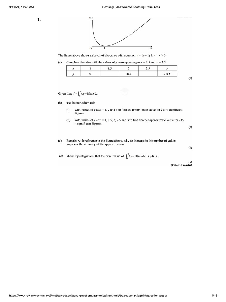 Trapezium Rule Qns | PDF