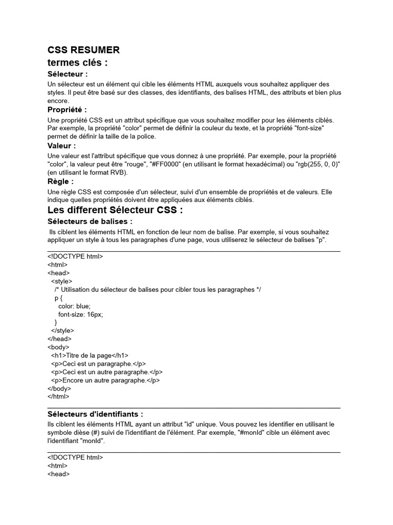 Resumer Cours Css | PDF
