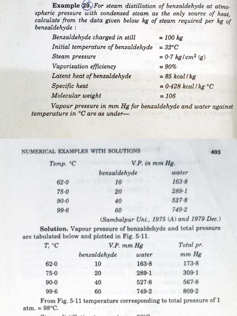 Numerical On Steam Distillation | PDF