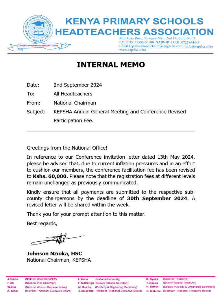Memo - Revised Conference Facilitaton Fee | PDF | Business | Finance ...
